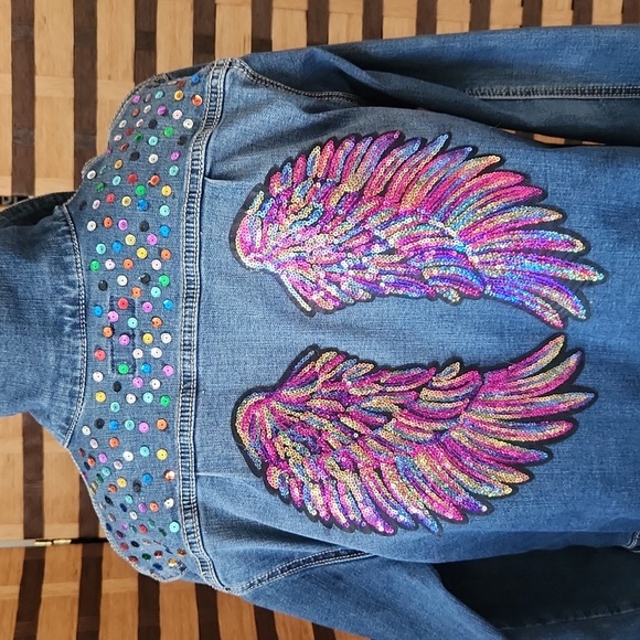 custom | Jackets & Coats | Custom Made Angel Wing Jean Jacket | Poshmark